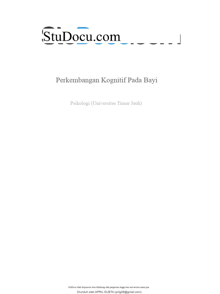 Perkembangan Kognitif Bayi Menurut Piaget | PDF