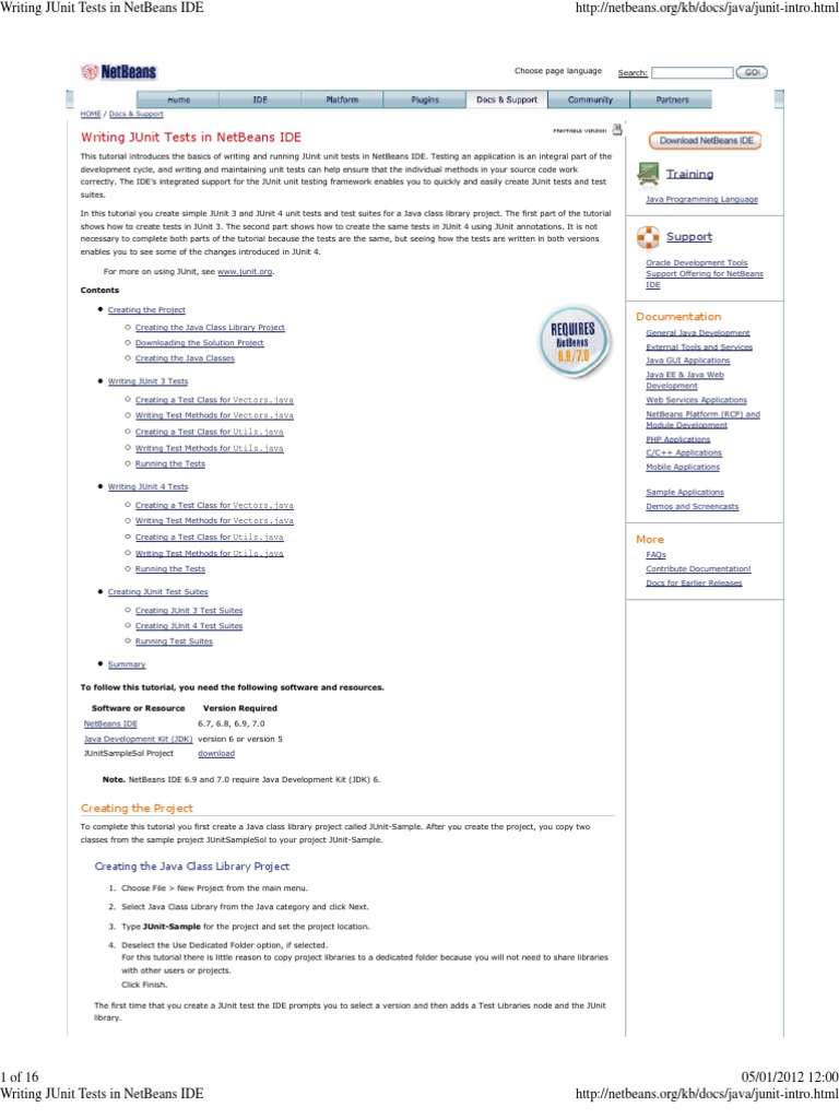 Writing JUnit Tests in NetBeans IDE | PDF | Net Beans | Applications ...
