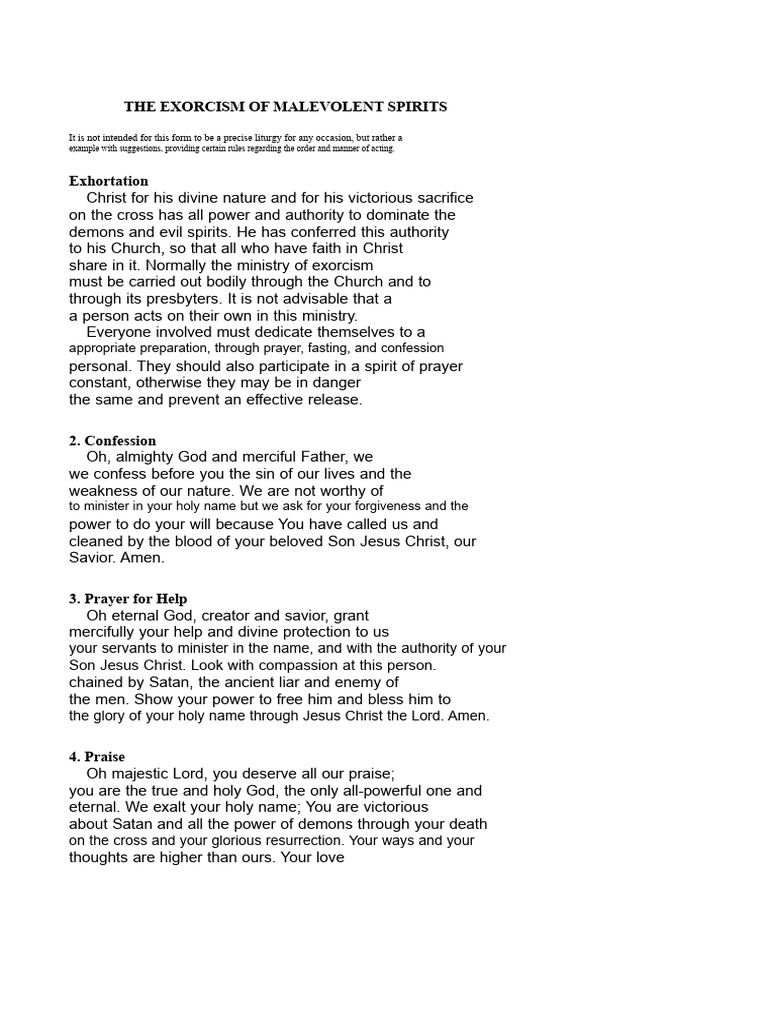 Exorcism Guide for Evil Spirits | PDF | Jesus | Confession (Religion)