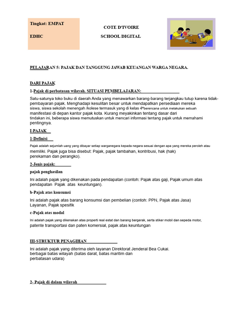 Edhc 4ème L - 5 - Pajak Dan Tanggung Jawab Fiskal Warga Negara. | PDF