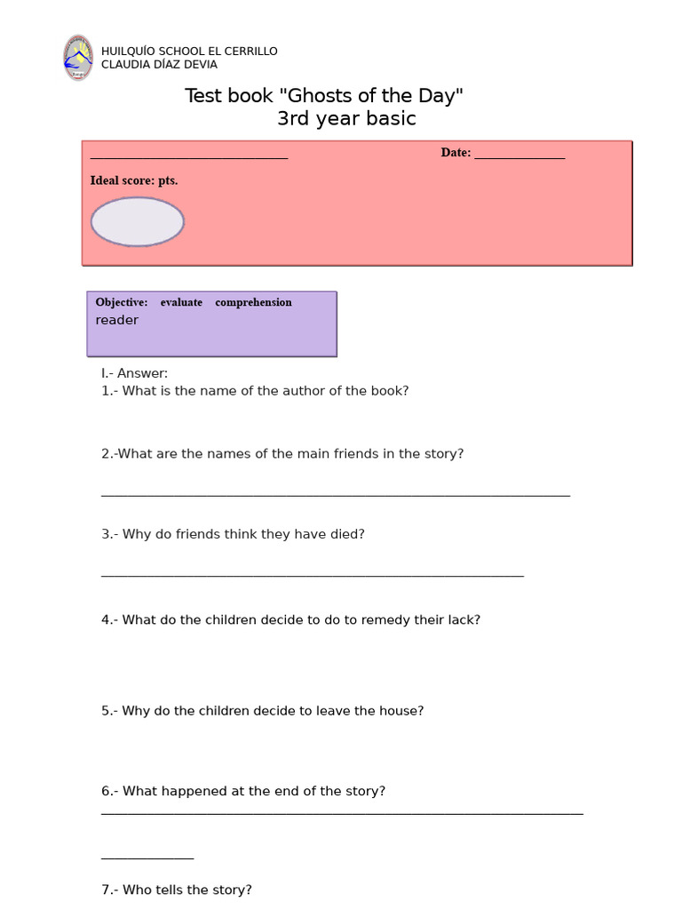 Ghosts of the Day Comprehension Test | PDF