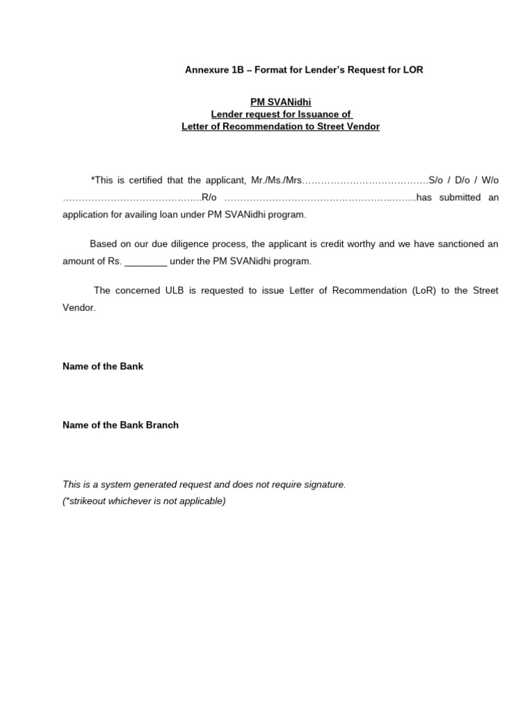 LOR Format For Lenders - 22.07.2020 | PDF