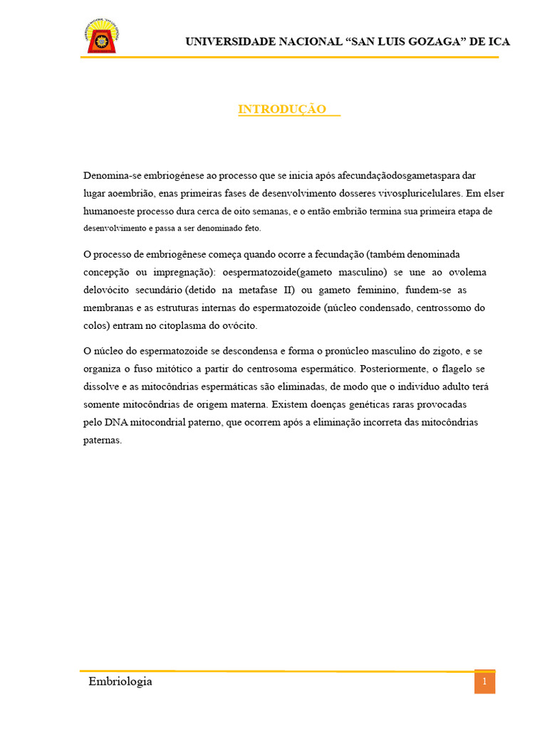 Embriogênese: Fases e Fecundação | PDF | Embrião | Fertilização