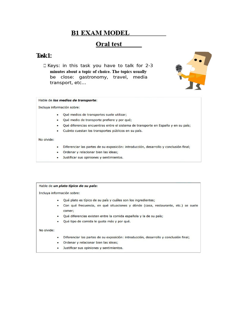 B1 Oral Exam Model | PDF