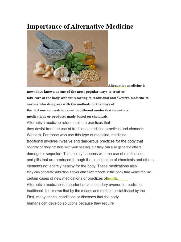 Importance of Alternative Medicine | PDF | Methodology | Scientific Method
