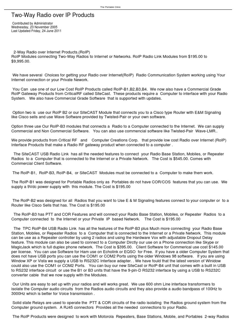 Radio Over Ip Products | PDF | Base Station | Computer Network