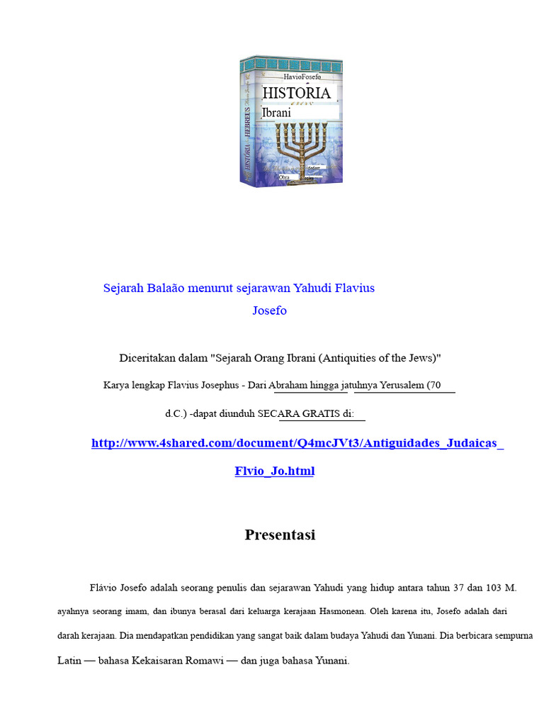 Sejarah nabi Bileam menurut sejarawan Yahudi Flavius Josephus ...