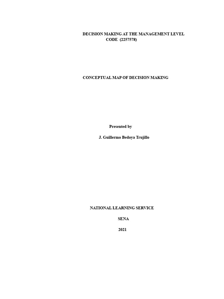 Conceptual Map of Decision Making | PDF | Decision Making | Evaluation