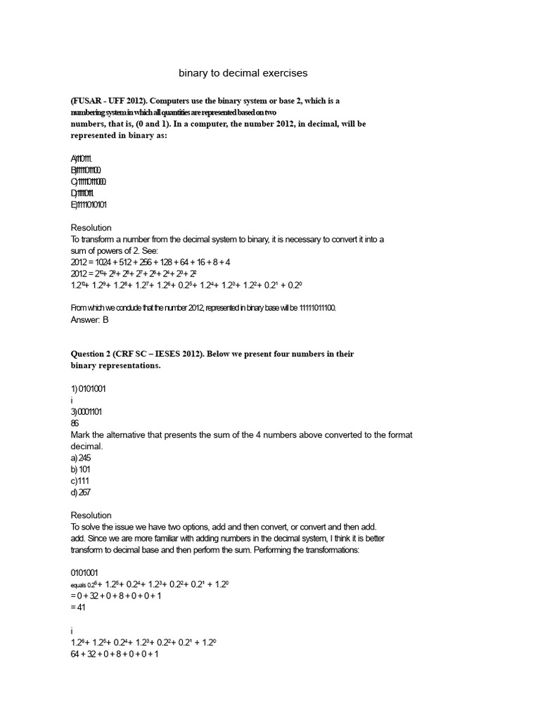 Exercises - numerical calculation | PDF | Decimal | Rounding