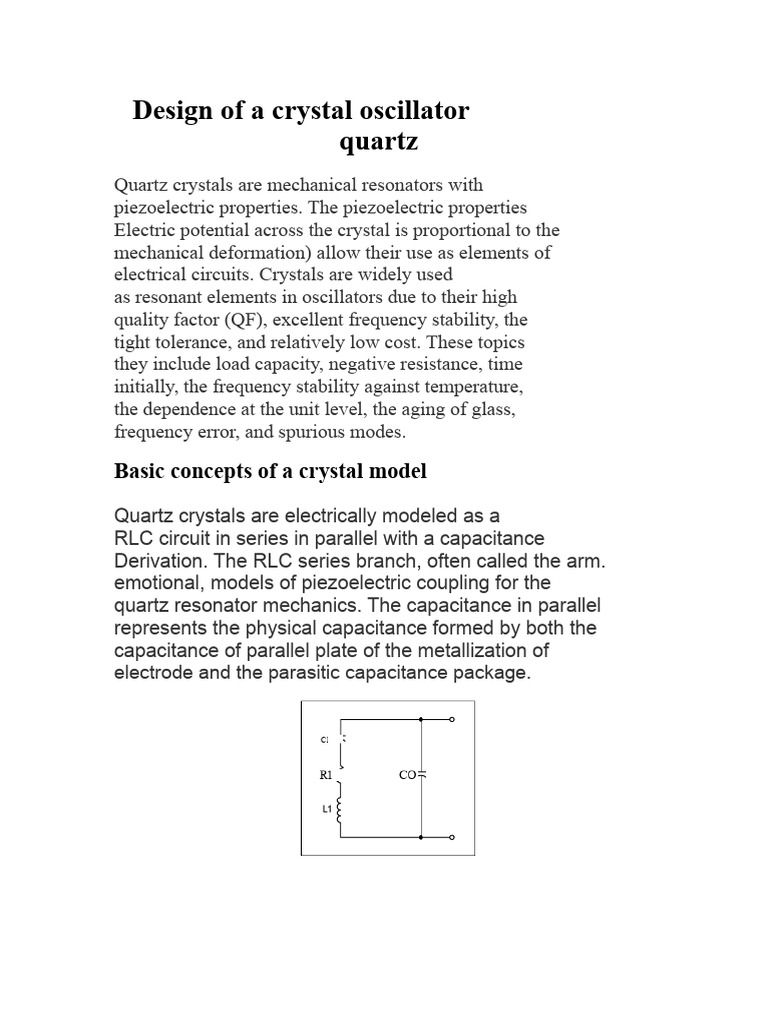 Design of A Quartz Crystal Oscillator | PDF