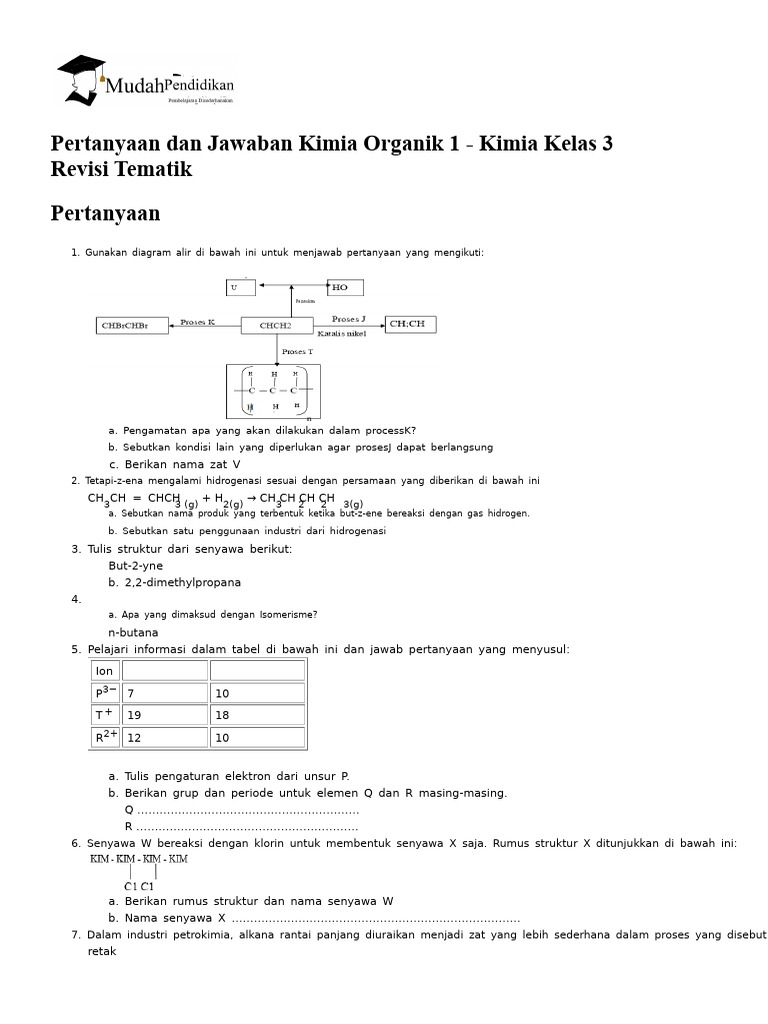 HsKimia Organik 1 Pertanyaan Dan Jawaban - Revisi Topikal Kimia Form 3 ...