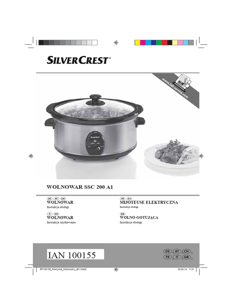 Slow Cooker Silvercrest - Instrukcje | PDF