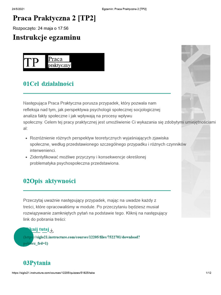 TP2 PSYCHO SOCJALNE 85% | PDF