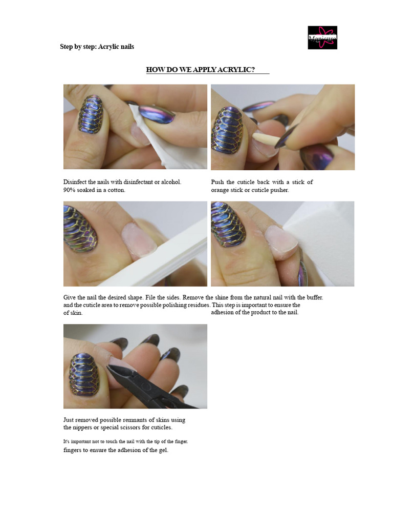 Step-By-Step Acrylic Nails | PDF | Nail (Anatomy) | Acrylic Paint