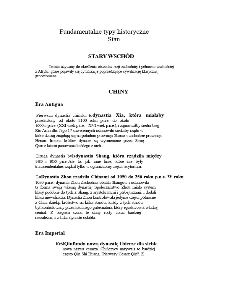 Fundamentalne Typy Historyczne Państwa | PDF