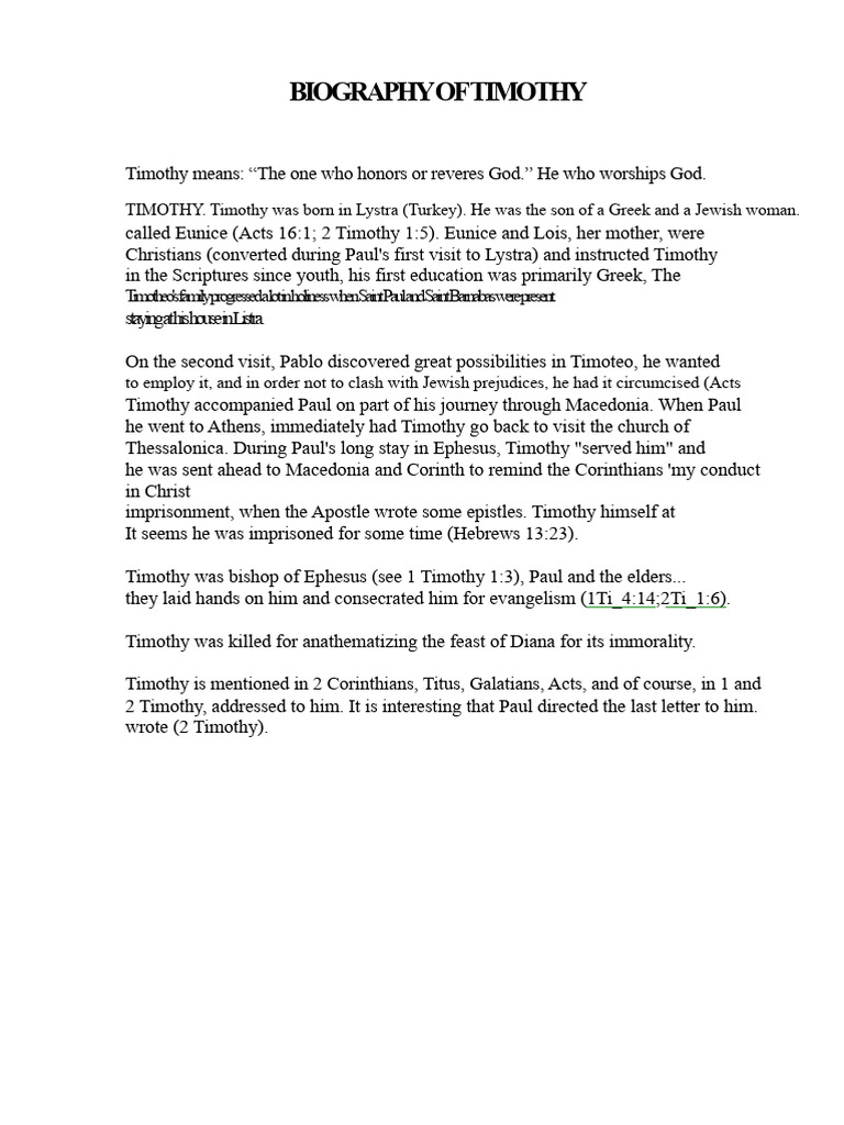 Biographies of Timothy and Titus | PDF | Saint Timothy | Paul The Apostle