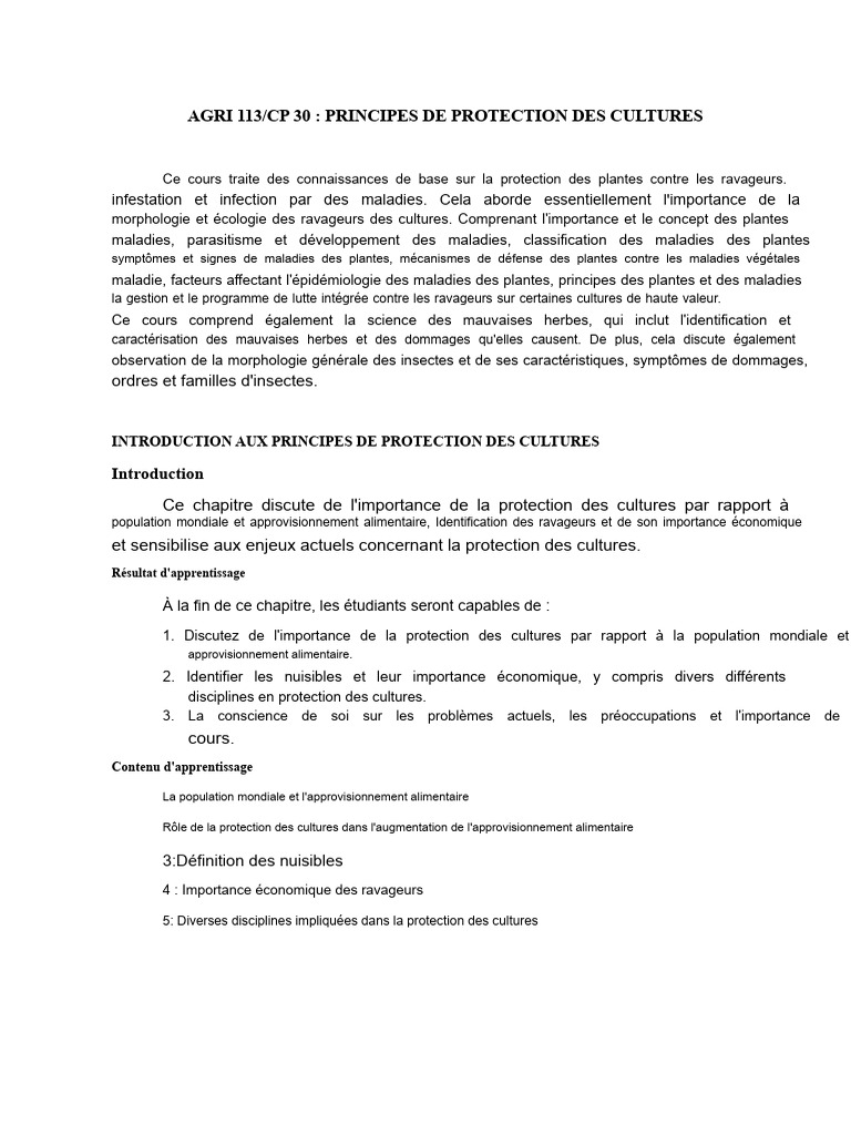 Protection des Cultures : Principes Essentiels | PDF | Antiparasitaire ...