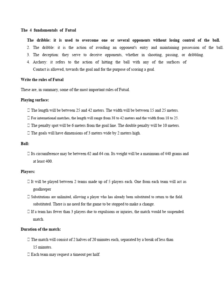 Futsal Fundamentals and Rules Explained | PDF | Athletic Sports | Ball ...