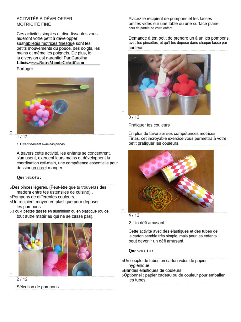 Activités à imprimer pour motricité fine | PDF