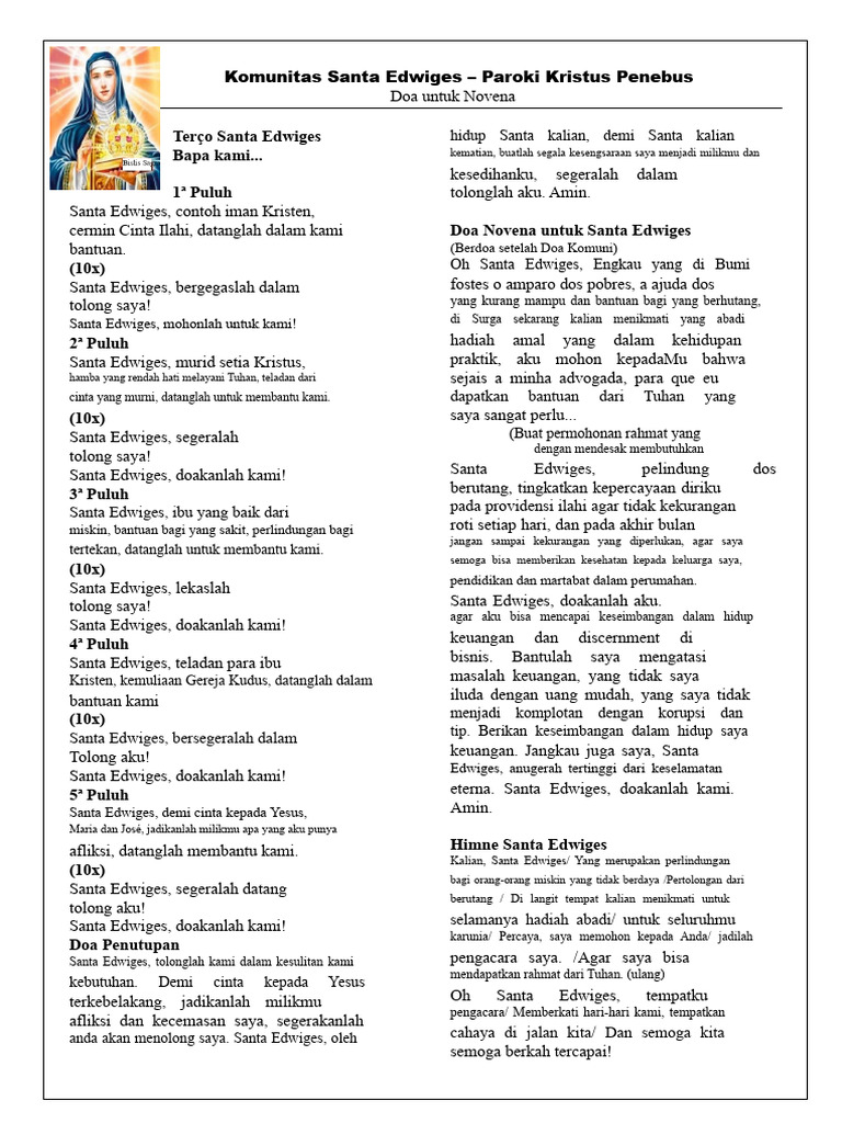 Komunitas Santa Edwiges Doa Novena1 | PDF