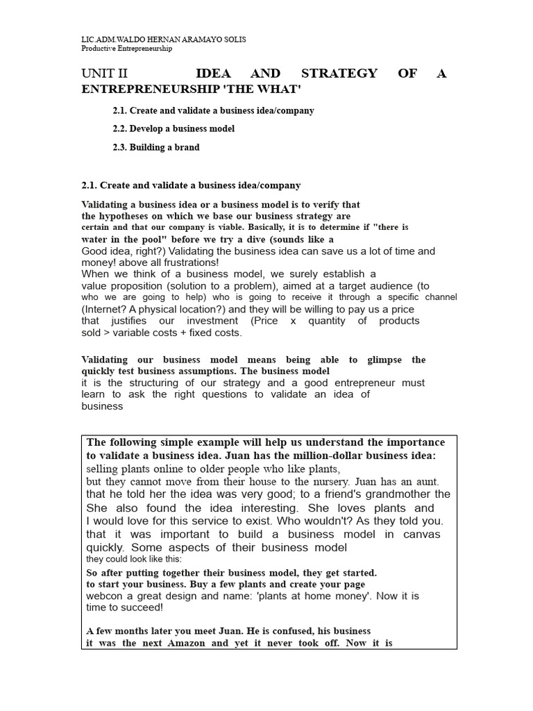 Unit Ii Idea and Strategy of An Entrepreneurship | PDF | Brand ...