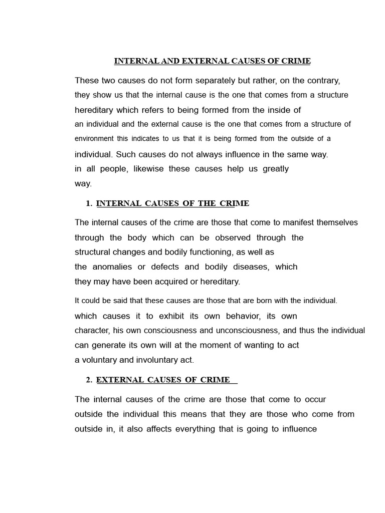 Causes of Crime: Internal vs External | PDF