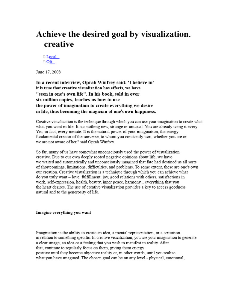 Creative Visualization | PDF | Psychotherapy | Thought