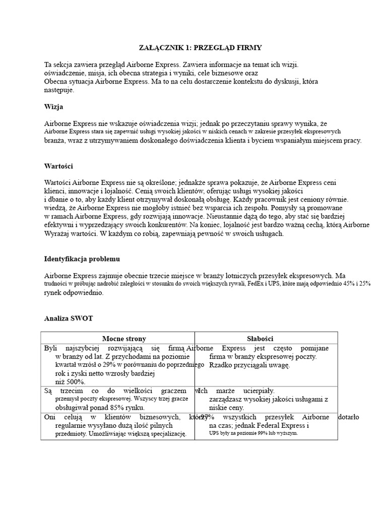 Raport Airborne Express | PDF