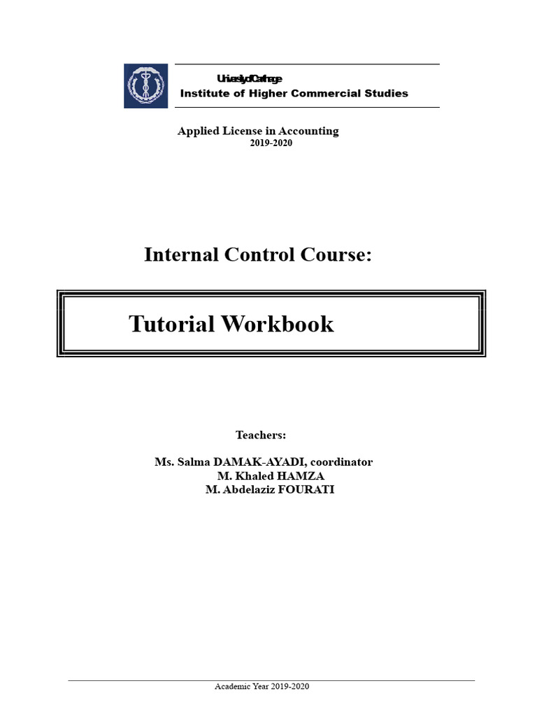 Internal Control Course Workbook 2019-2020 | PDF | Inventory | Accounts ...