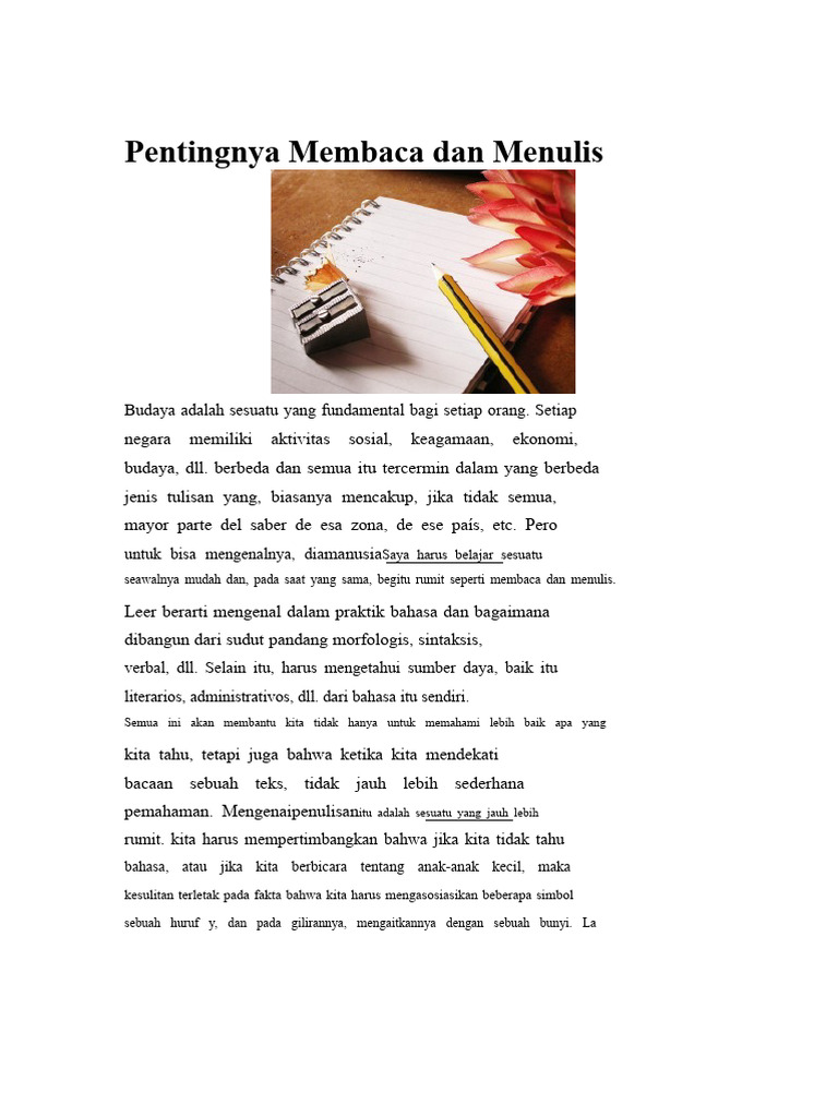 Pentingnya Membaca Dan Menulis | PDF