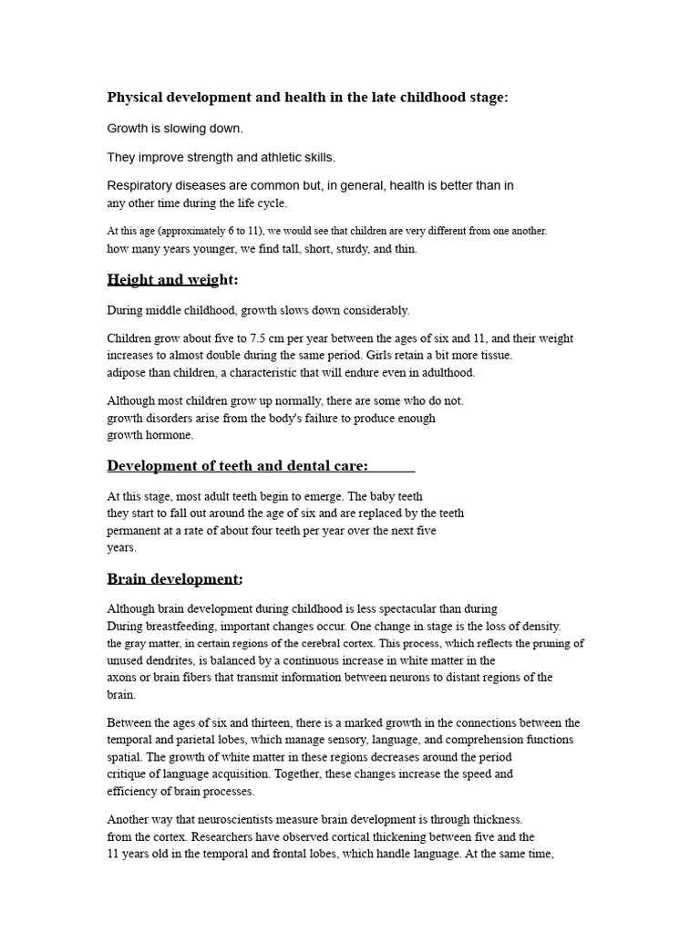 Physical Development and Health in Early Childhood | PDF | Obesity | Asthma