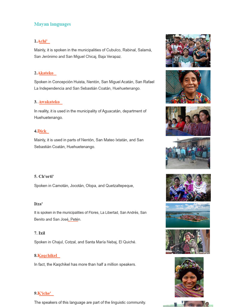 Languages of Guatemala: A Mayan Overview | PDF | Guatemala | Language ...