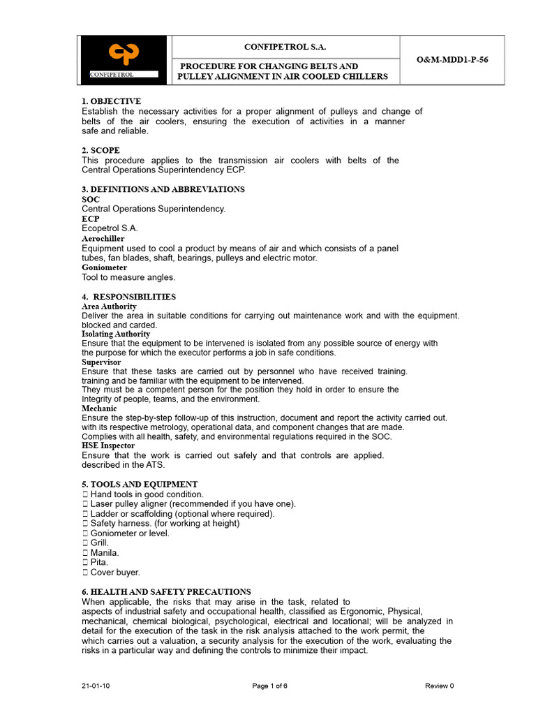 56procedure Change Belts and Alignment of Air Cooler Pulleys | PDF ...