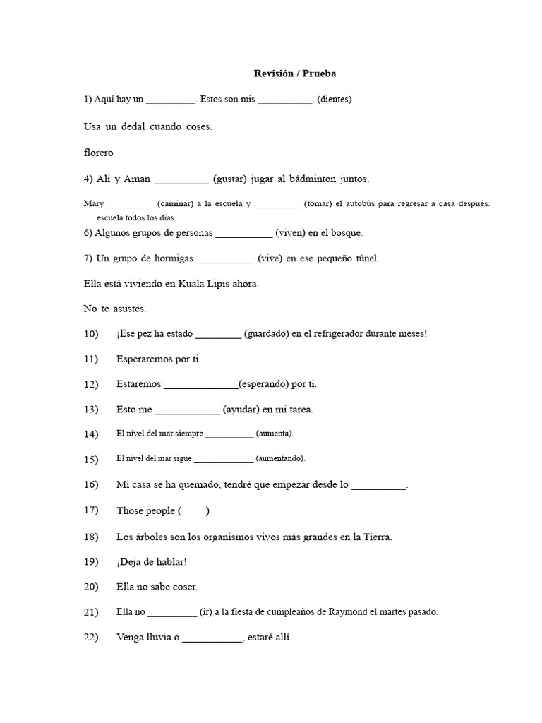 Ejercicio de Inglés para El Formulario 1 | PDF