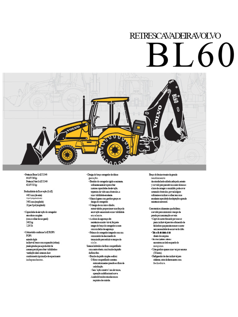 Escavadeira Volvo BL60: Potência e Design | PDF | Eixo | Tração nas ...