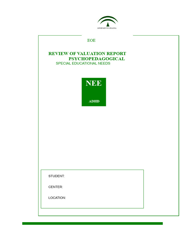 Example-ADHD-PSYCHOPEDAGOGICAL EVALUATION REPORT-ambezar project-converted | PDF | Attention ...