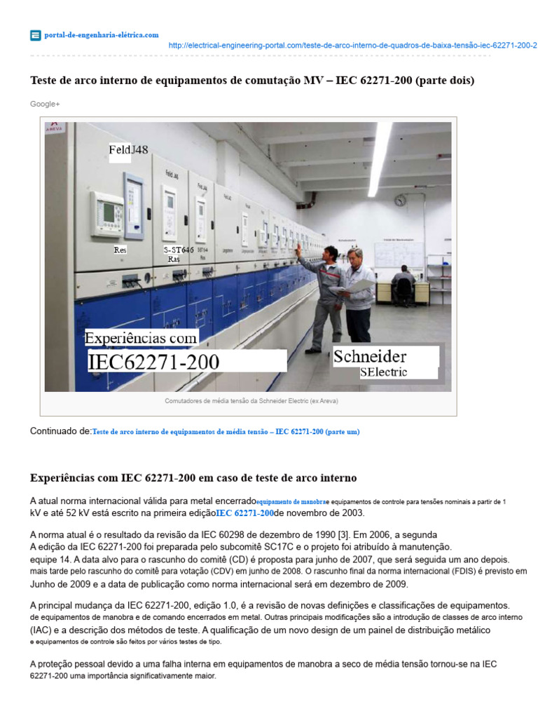 Teste de Arco Interno em Equipamentos MV | PDF | Pressão | Conector ...