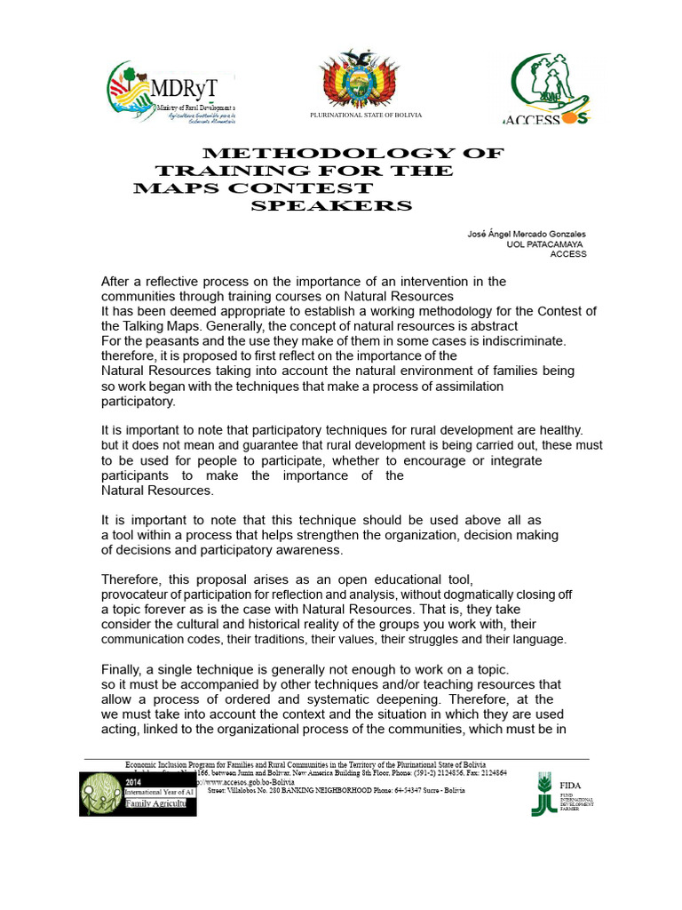 SPEAKING MAPS METHODOLOGY | PDF | Bolivia | Forests