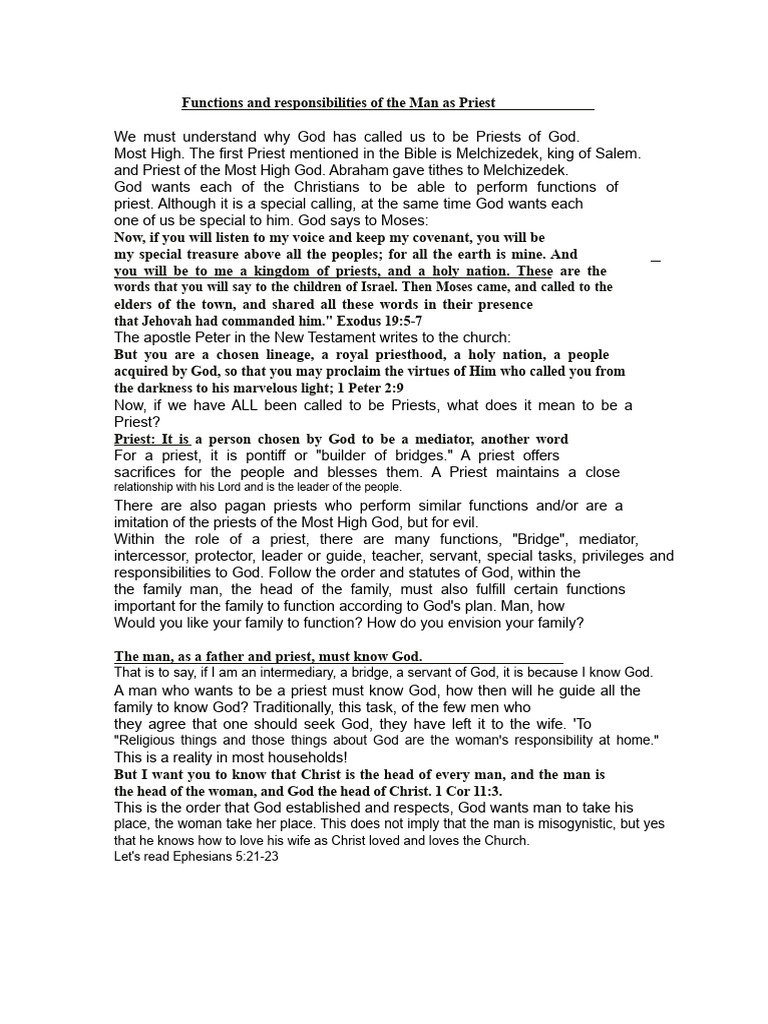Responsibilities of a Priest in Family | PDF | Priest | Abraham