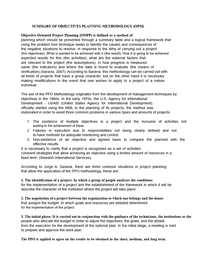 Objective-Oriented Project Planning Guide | PDF | Methodology | Evaluation