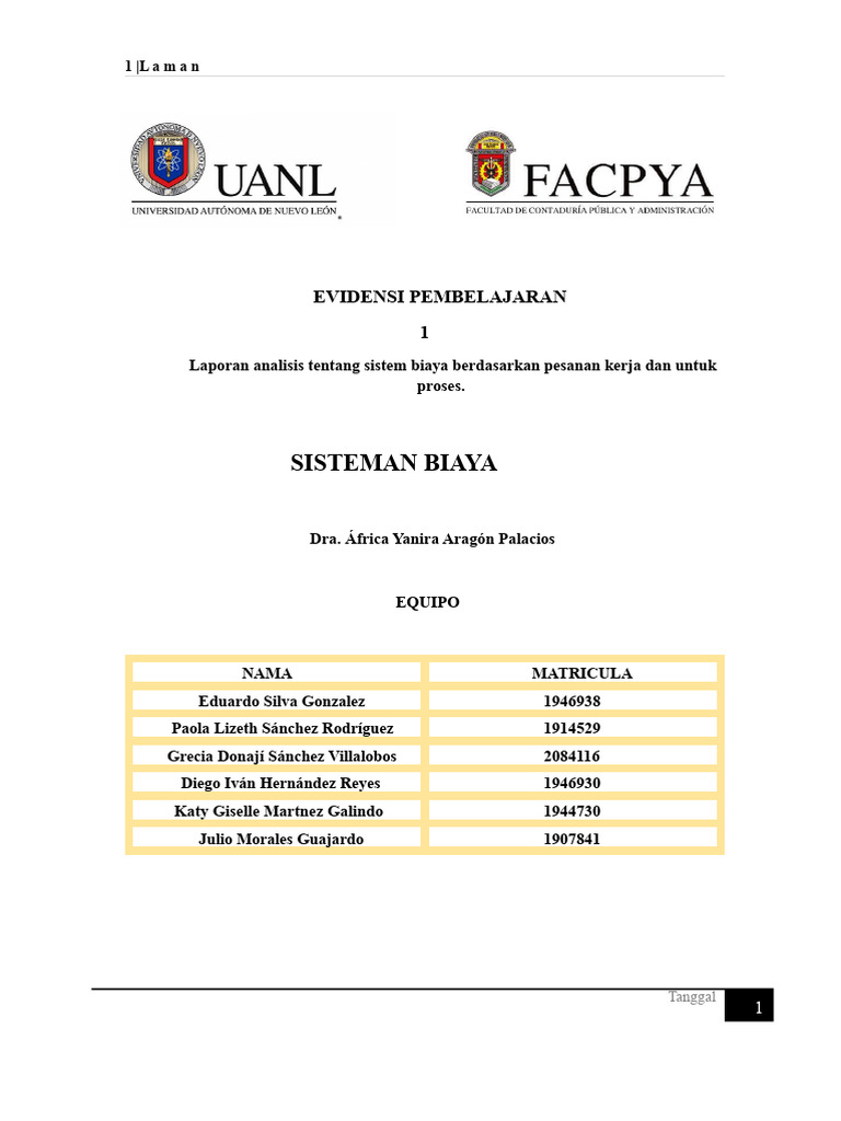 EVIDENSI 1. Sistem Biaya Berdasarkan Pesanan Kerja Dan Proses | PDF