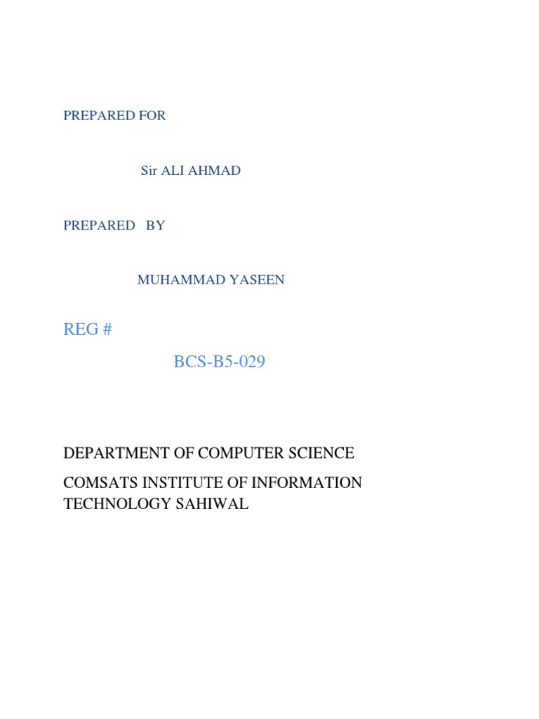 Computer Science Project Report | PDF | Computers