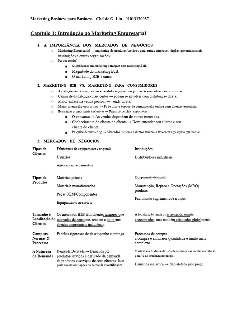 Notas de Marketing B2B | PDF | Despesa | Marketing