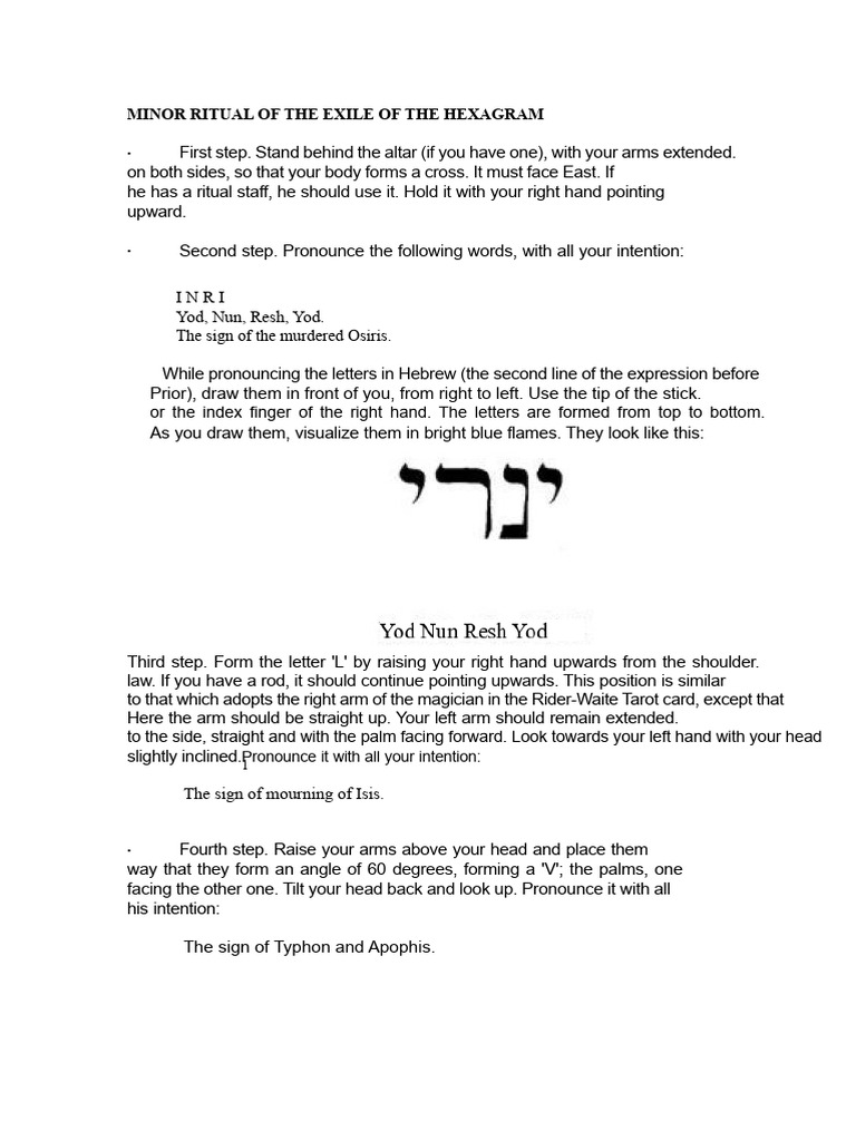 MINOR RITUAL OF THE EXILE OF THE HEXAGRAM.pdf | PDF | Osiris | Isis