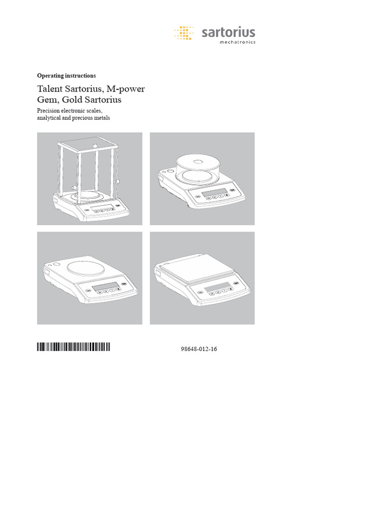 Sartorius Balance Manual | PDF | Weighing Scale | Calibration