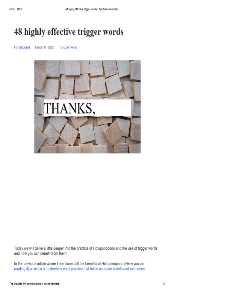 48 Highly Effective Trigger Words - Spiritual Awareness | PDF ...