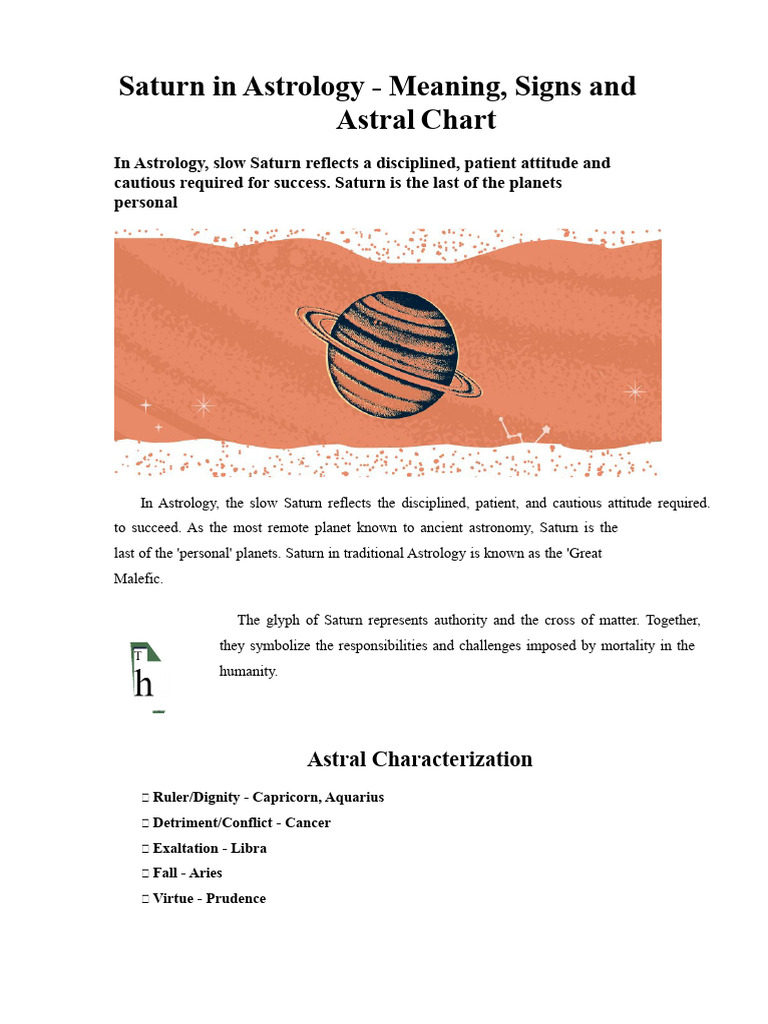 Saturn in Astrology | PDF | Planets | Astrology