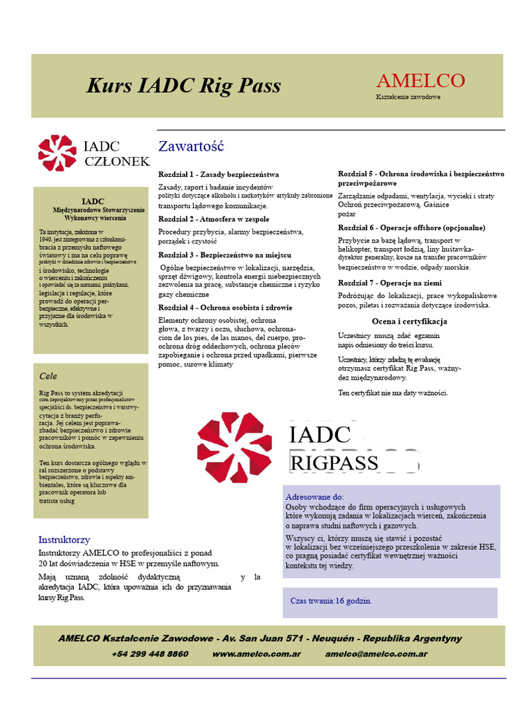 Kurs IADC Rig Pass | PDF