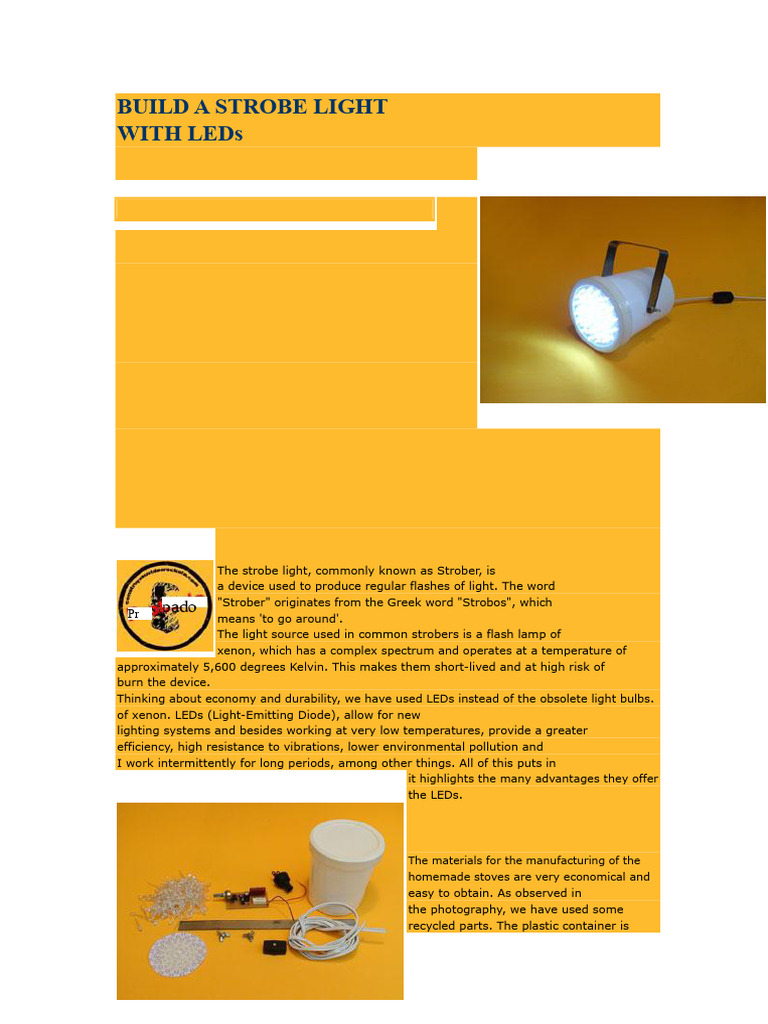Build A Strobe Light With LEDs | PDF | Resistor | Electrical Engineering