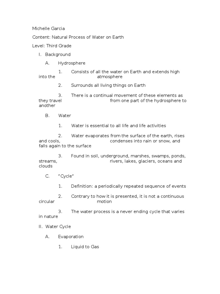 Water Cycle Outline | Download Free PDF | Rain | Earth